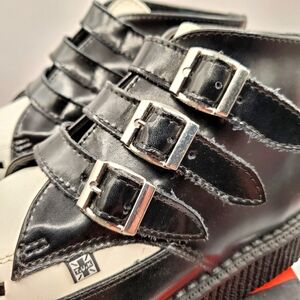 T.U.K | Shoes | Buckle Creeper Boots Black White Leather Tuk Nib | Poshmark